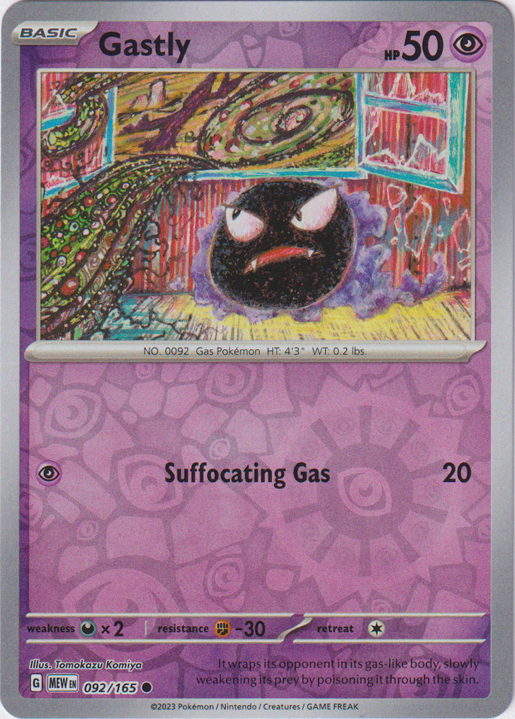 Gastly - 092/165 - Scarlet & Violet 151 - Reverse Holo – Card Cavern ...