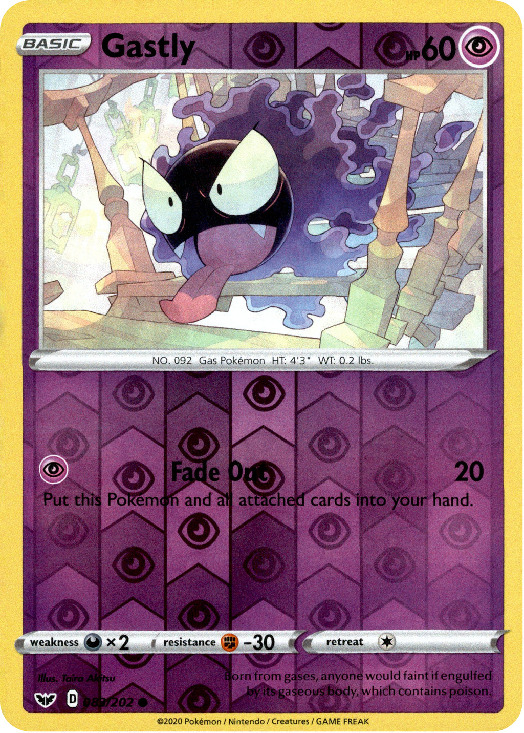 Gastly - 83/202 - Sword & Shield - Reverse Holo – Card Cavern Trading ...