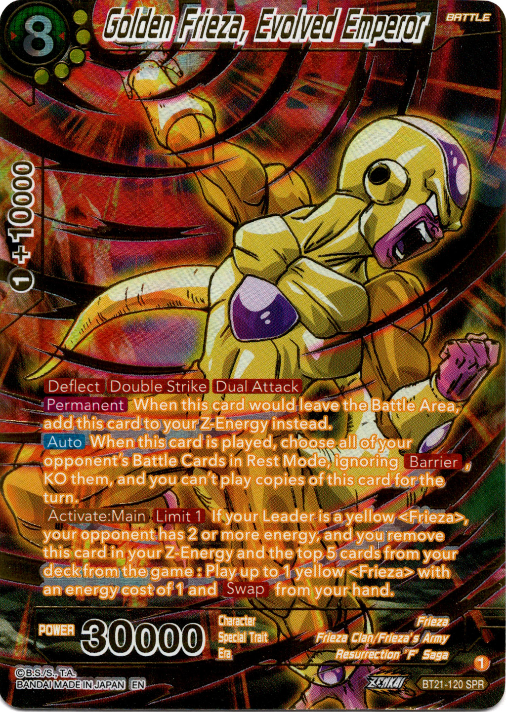 Golden Frieza, Evolved Emperor Special Rare - BT21-120 - Wild Resurgen ...