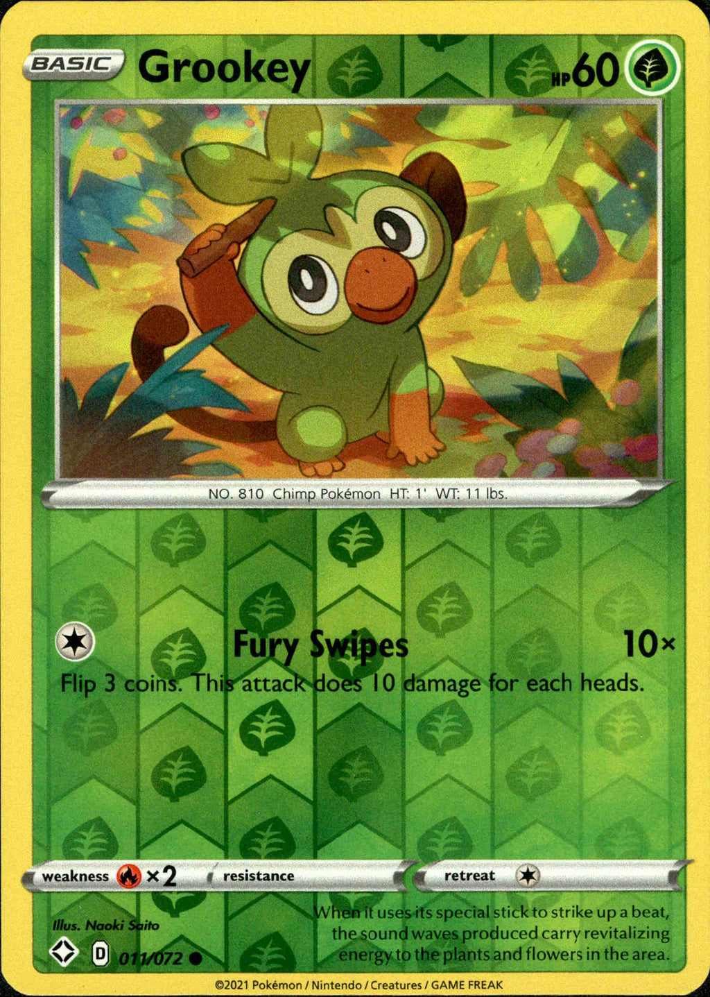 Grookey - 011/072 - Shining Fates - Reverse Holo – Card Cavern Trading ...