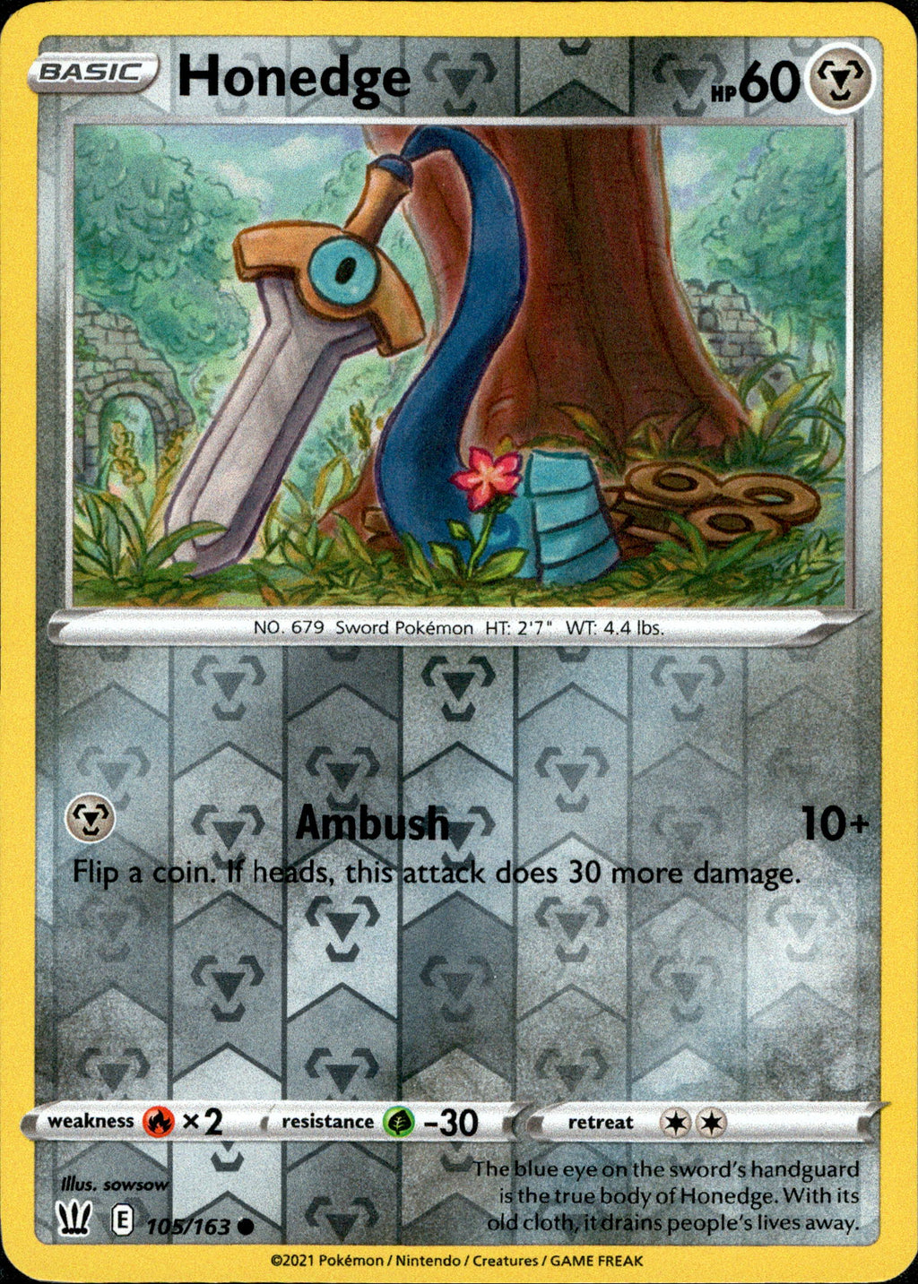 Honedge - 105/163 - Battle Styles - Reverse Holo – Card Cavern Trading ...