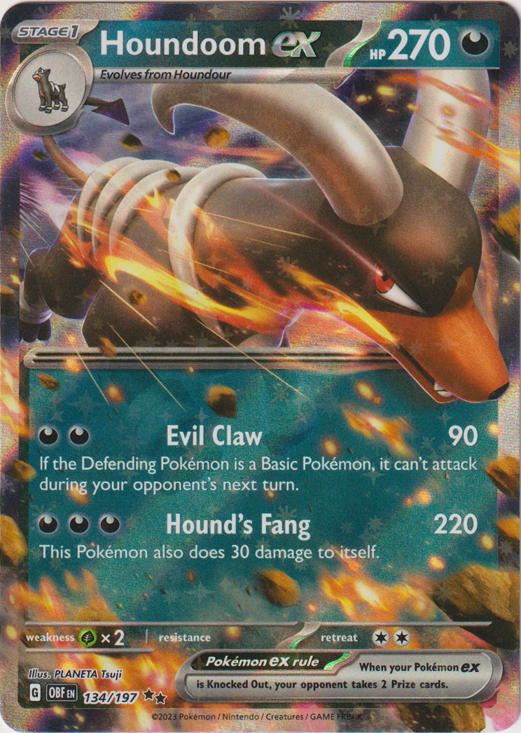 Houndoom ex - 134/197 - Obsidian Flames - Holo – Card Cavern Trading ...