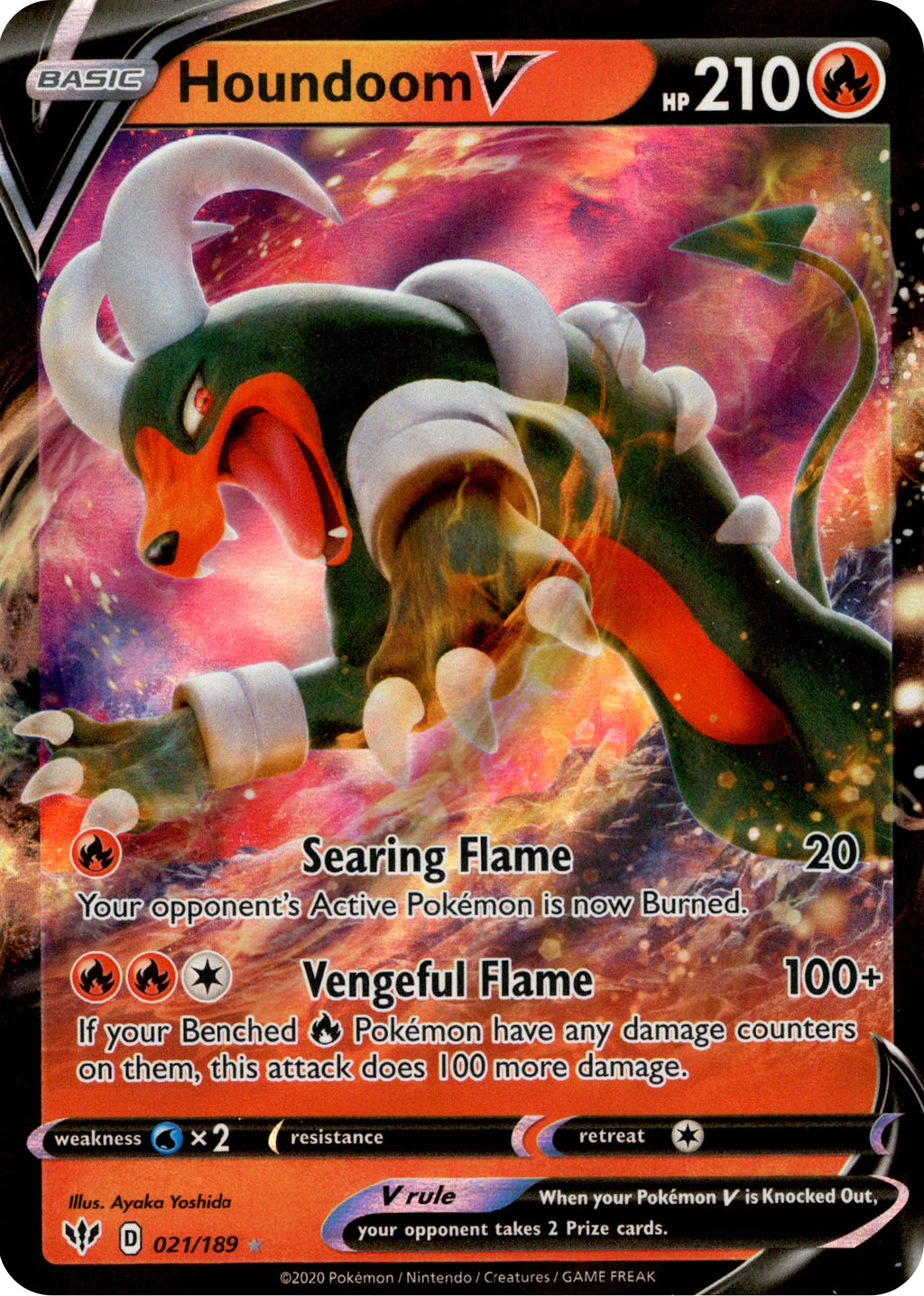 Houndoom V - 21/189 - Darkness Ablaze - Holo – Card Cavern Trading ...