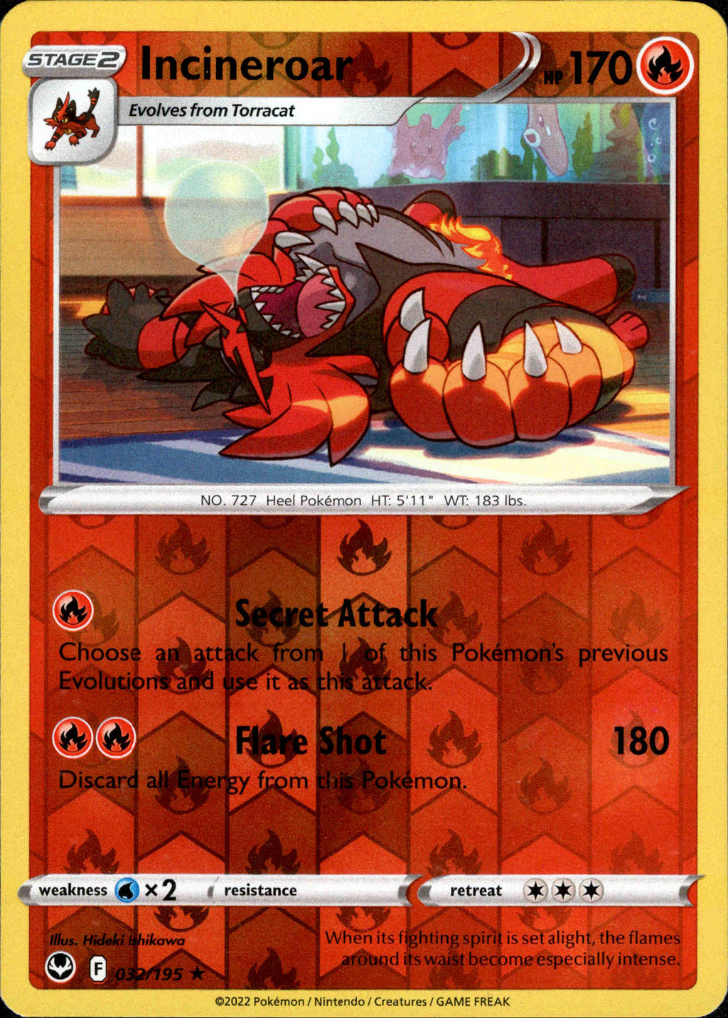 Incineroar - 032/195 - Silver Tempest - Reverse Holo – Card Cavern ...