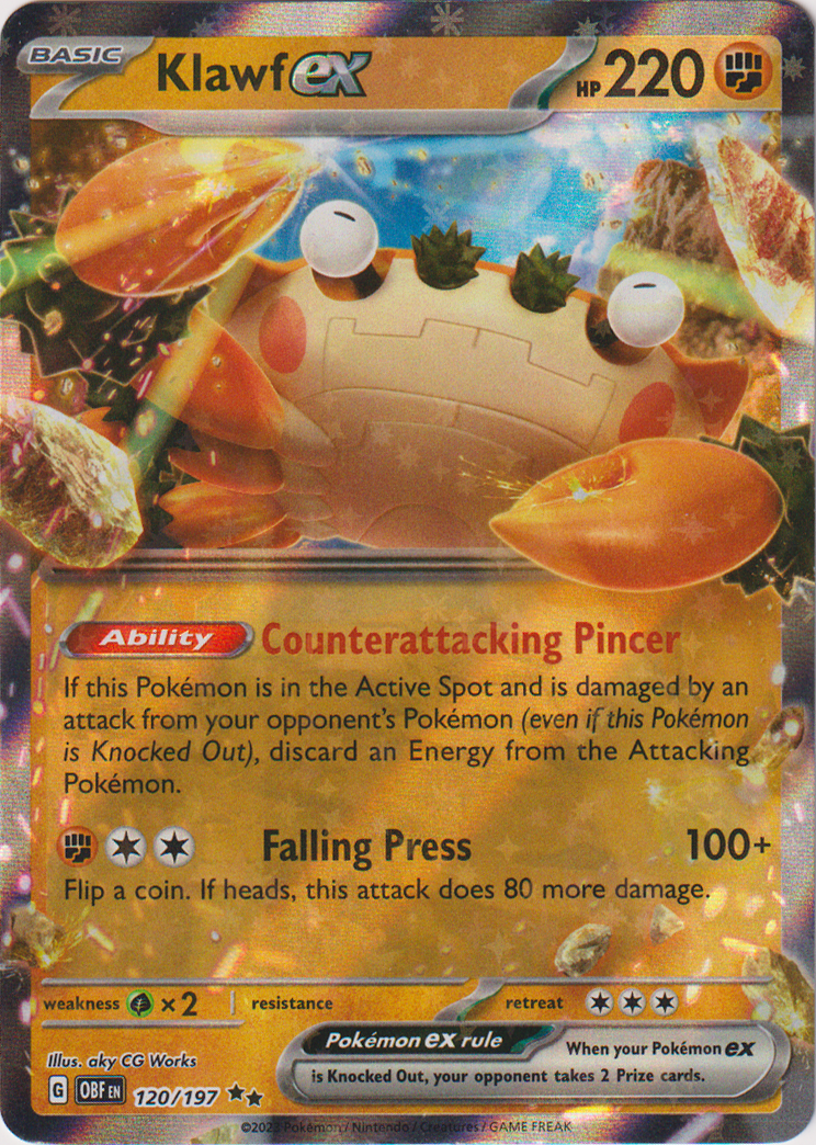 Klawf ex - 120/197 - Obsidian Flames - Holo – Card Cavern Trading Cards ...