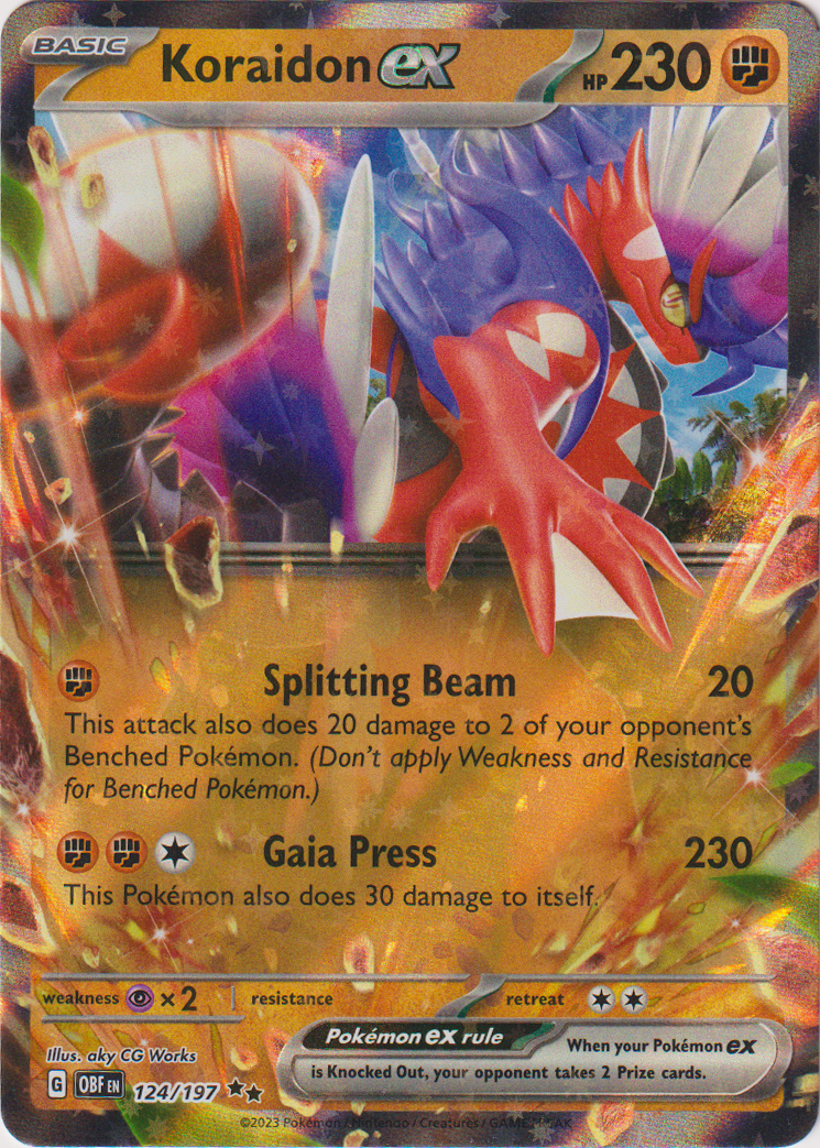 Koraidon ex - 124/197 - Obsidian Flames - Holo – Card Cavern Trading Cards, LLC