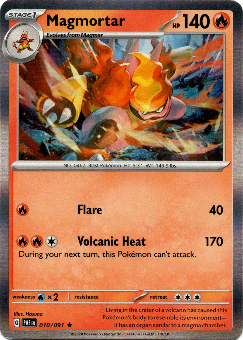 Magmortar - 010/091 - Paldean Fates - Holo – Card Cavern Trading Cards, LLC