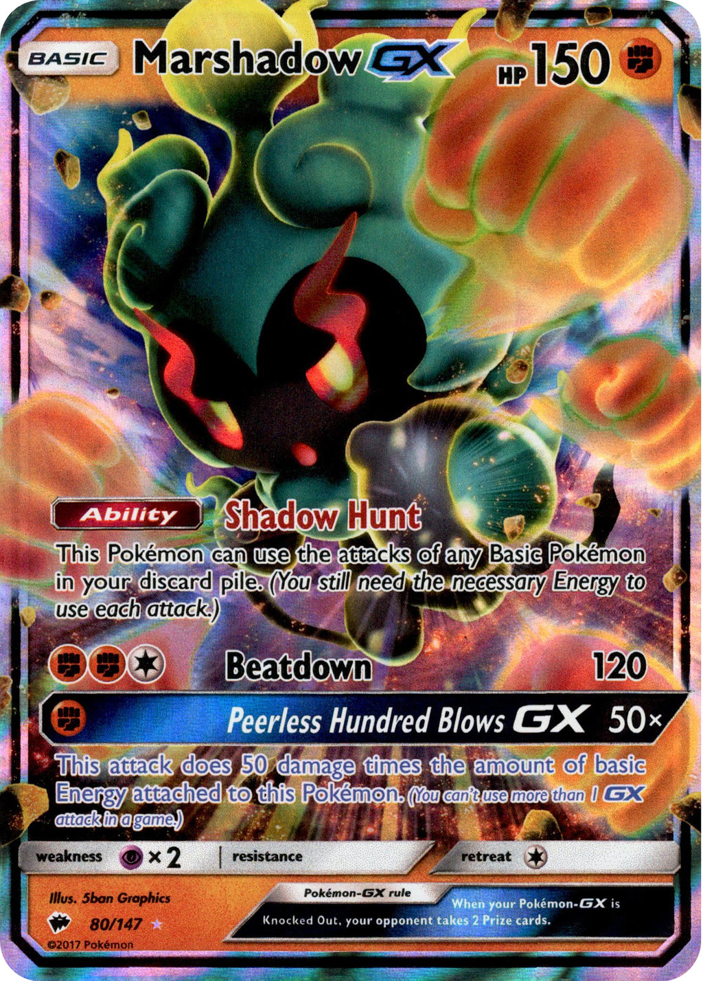 Marshadow GX - 80/147 - Burning Shadows - Holo – Card Cavern Trading ...