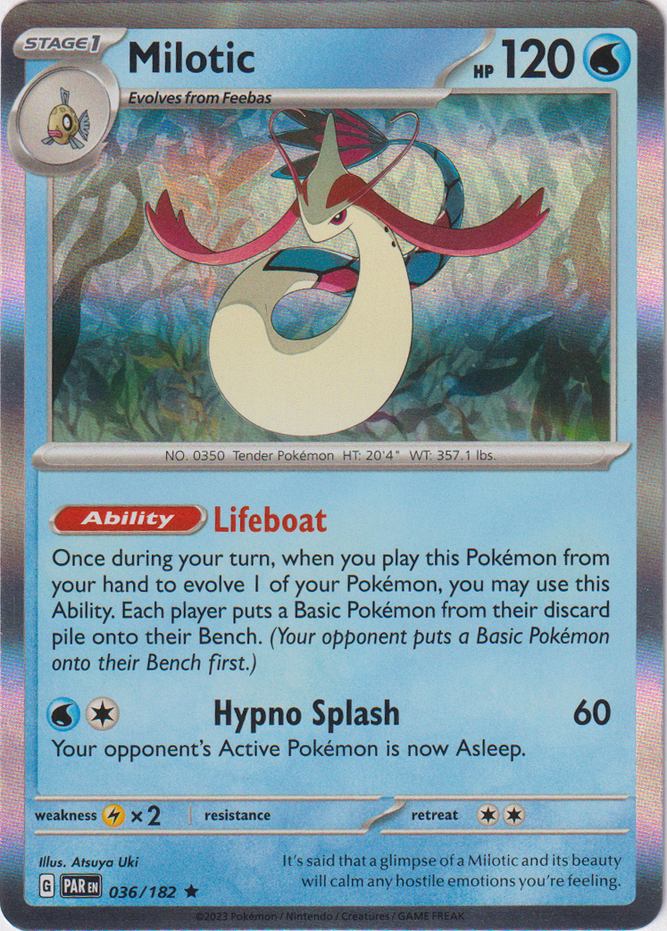 Milotic - 036/182 - Paradox Rift - Holo – Card Cavern Trading Cards, LLC