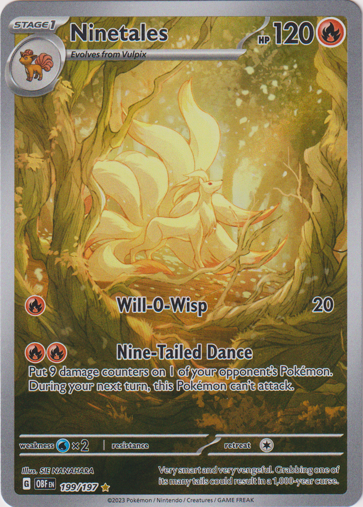 Ninetales - 199/197 - Obsidian Flames - Holo – Card Cavern Trading Cards, LLC