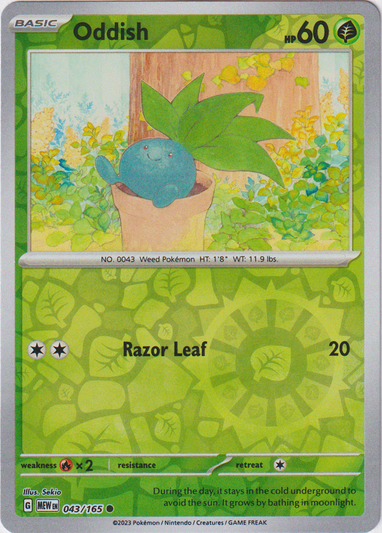 Oddish - 043/165 - Scarlet & Violet 151 - Reverse Holo – Card Cavern Trading Cards, LLC