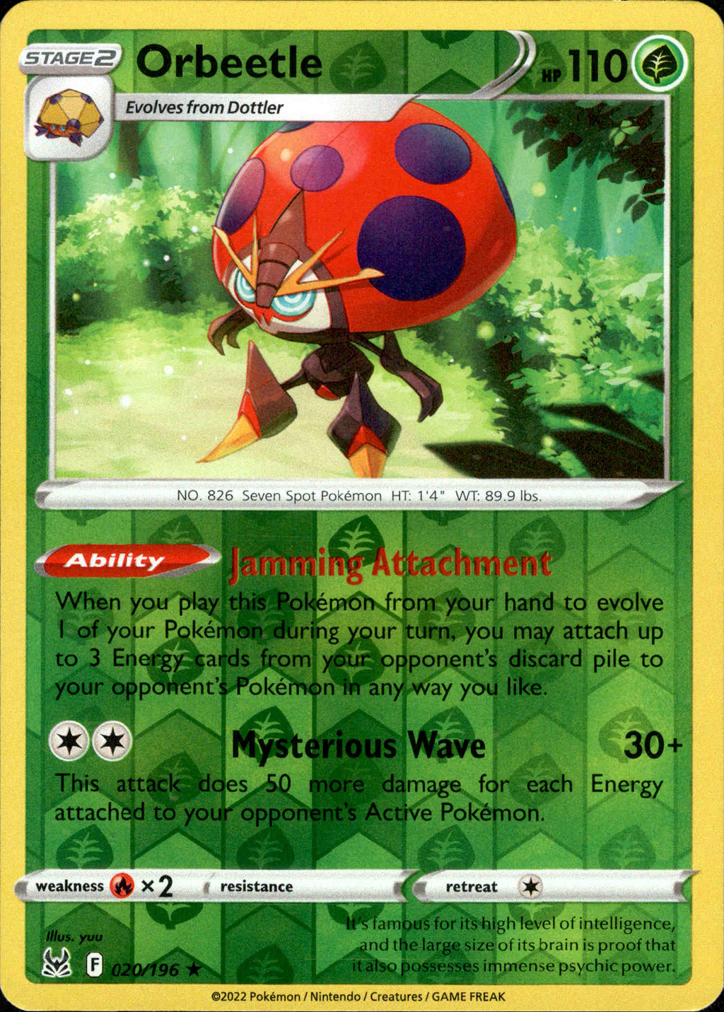 Orbeetle - 020/196 - Lost Origin - Reverse Holo – Card Cavern Trading ...