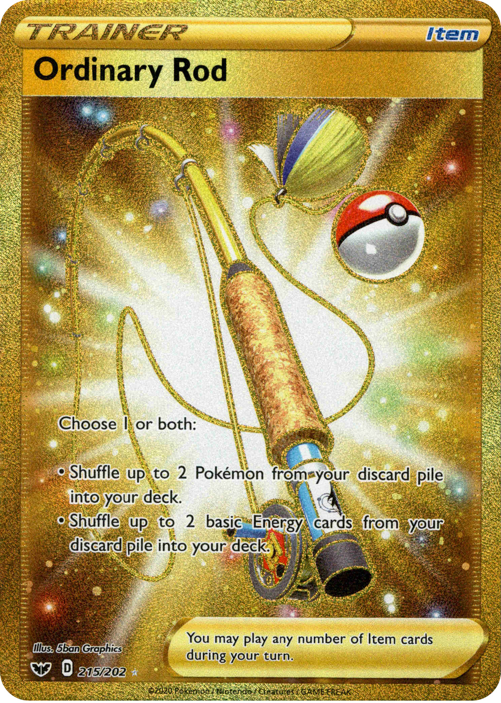 Ordinary Rod Secret Rare - 215/202 - Sword & Shield - Holo – Card ...