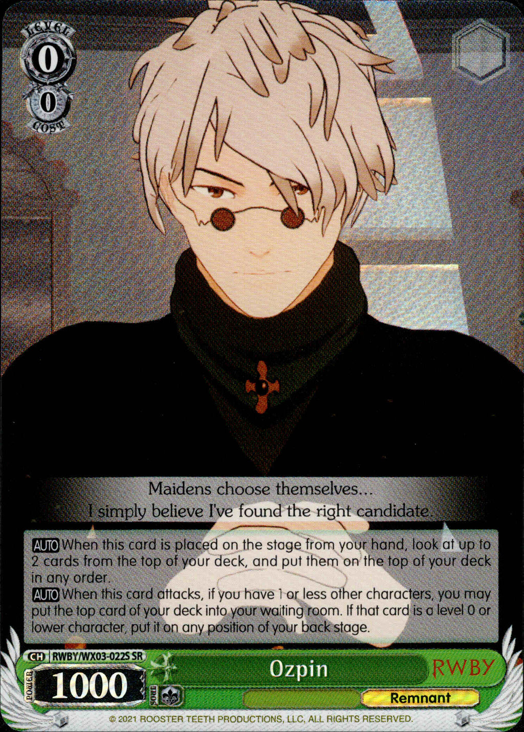 Ozpin - RWBY/WX03-022S - RWBY – Card Cavern Trading Cards, LLC
