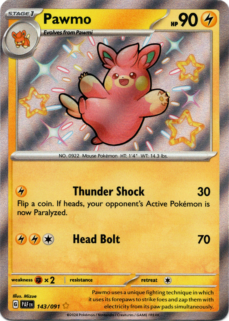Pawmo - 143/091 - Paldean Fates - Holo – Card Cavern Trading Cards, LLC