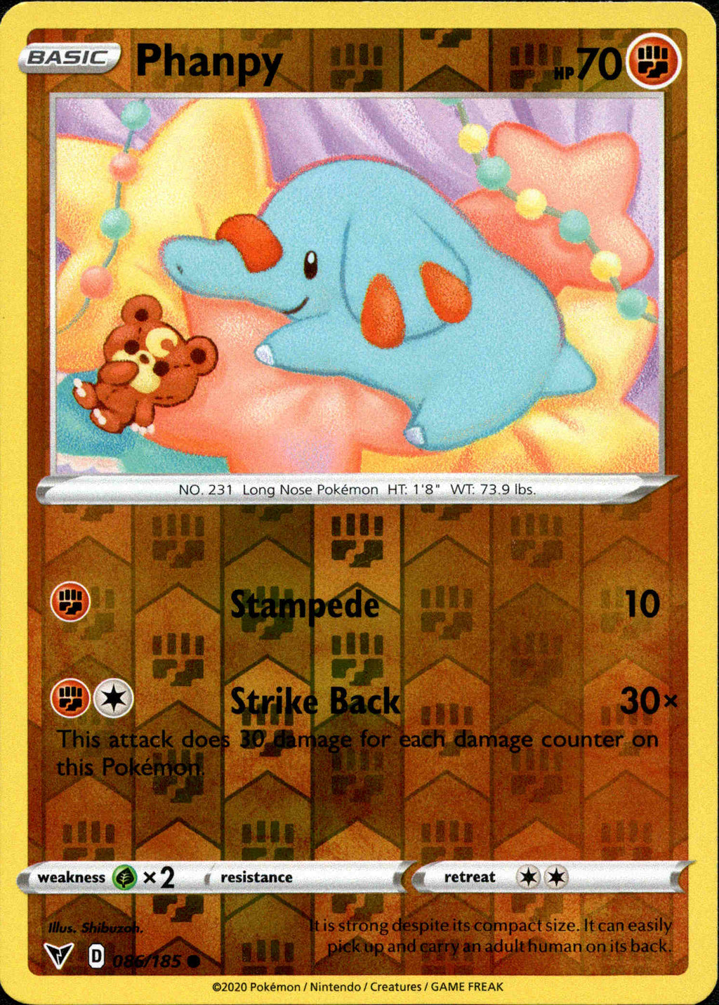 Phanpy - 086/185 - Vivid Voltage - Reverse Holo – Card Cavern Trading ...