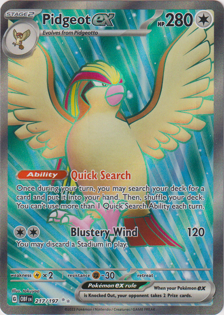 Pidgeot ex - 217/197 - Obsidian Flames - Holo – Card Cavern Trading ...