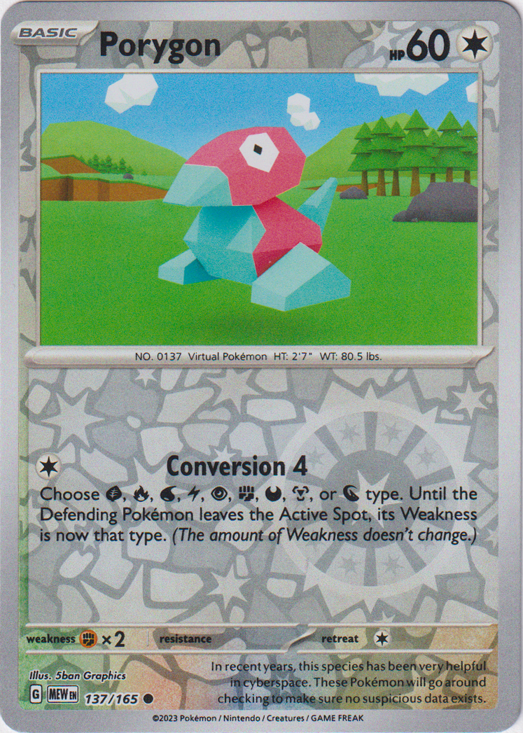 Porygon - 137/165 - Scarlet & Violet 151 - Reverse Holo – Card Cavern ...