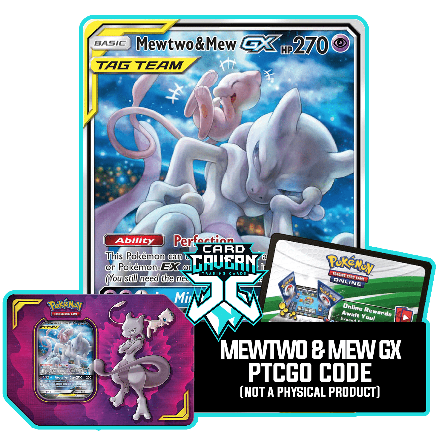 Mewtwo & Mew-GX SM91 - PTCGL Code – Card Cavern Trading Cards, LLC