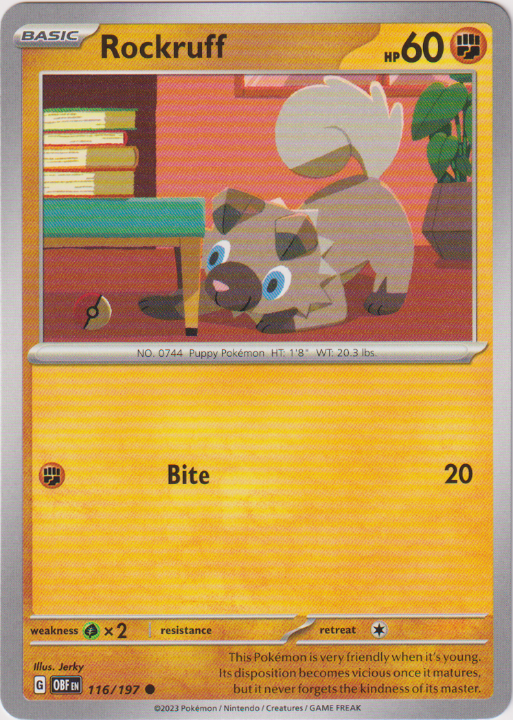 Rockruff - 116/197 - Obsidian Flames – Card Cavern Trading Cards, LLC