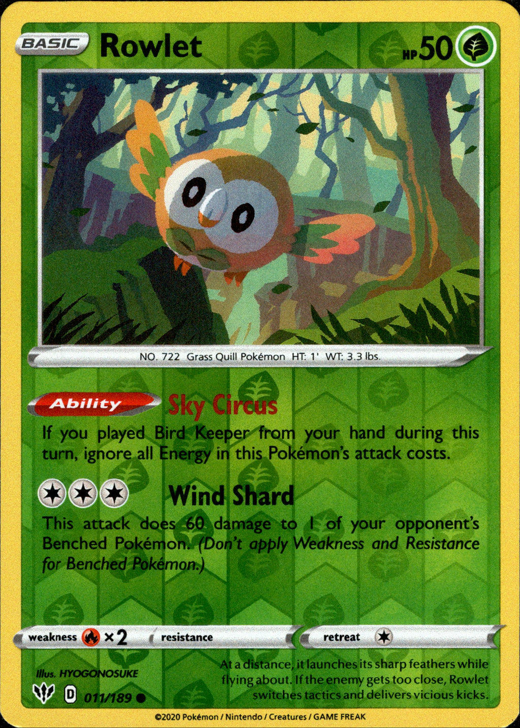 Rowlet - 11/189 - Darkness Ablaze - Reverse Holo – Card Cavern Trading ...
