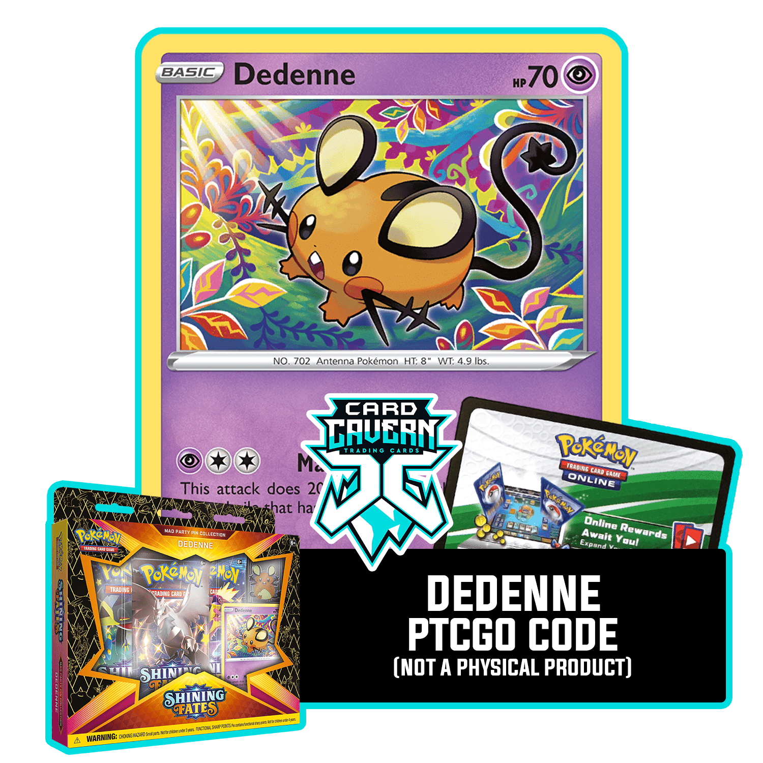 Mad Party Collection - Dedenne SWSH080 - PTCGL Code – Card Cavern ...