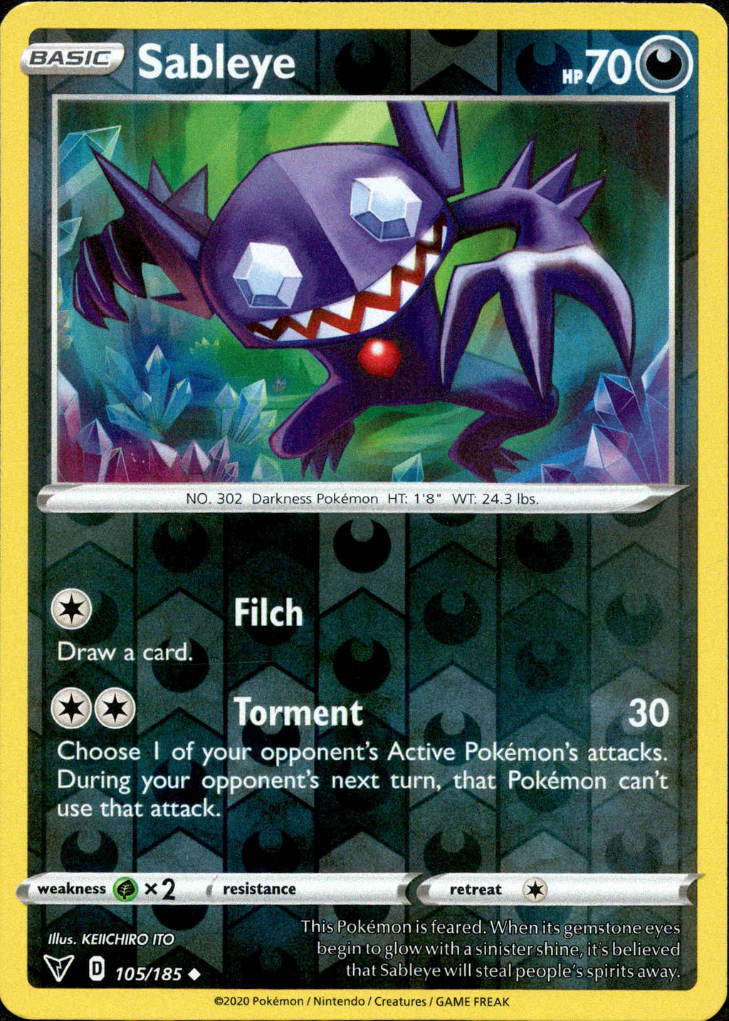 Sableye - 105/185 - Vivid Voltage - Reverse Holo – Card Cavern Trading ...