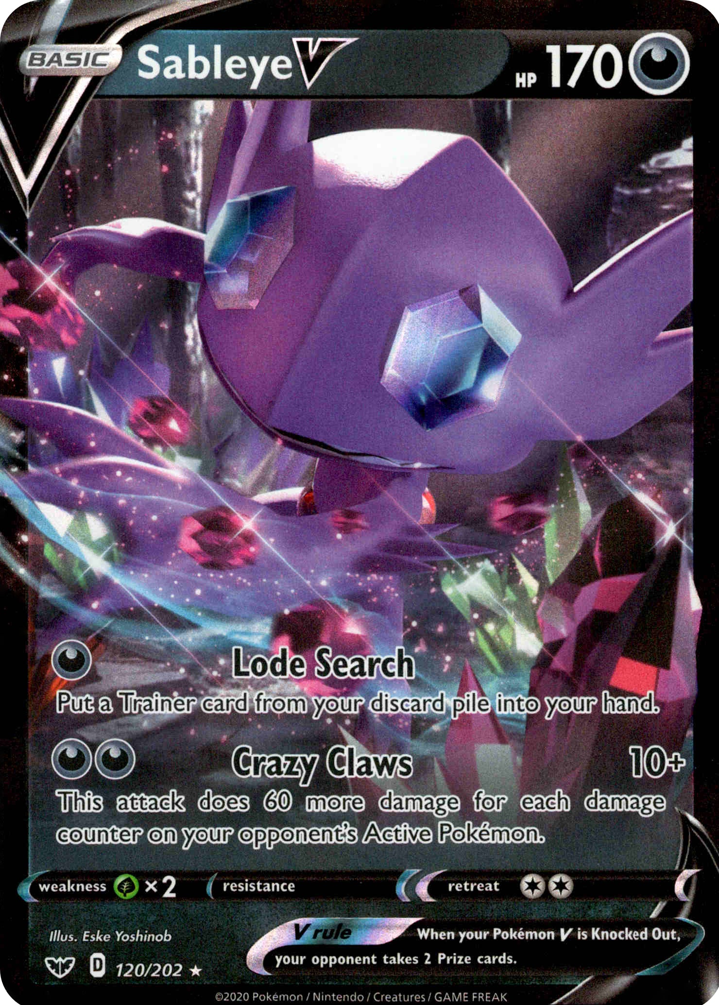 Sableye V - 120/202 - Sword & Shield - Holo – Card Cavern Trading Cards ...