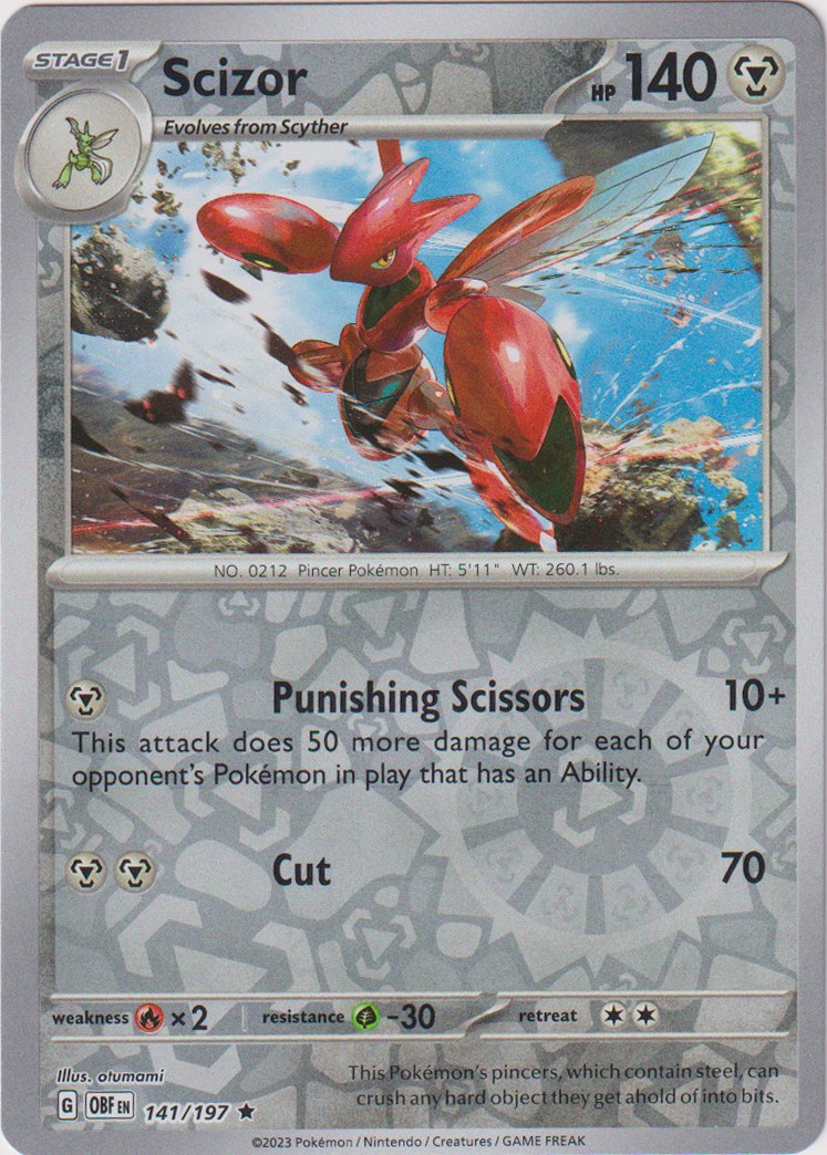 Scizor - 141/197 - Obsidian Flames - Reverse Holo – Card Cavern Trading ...