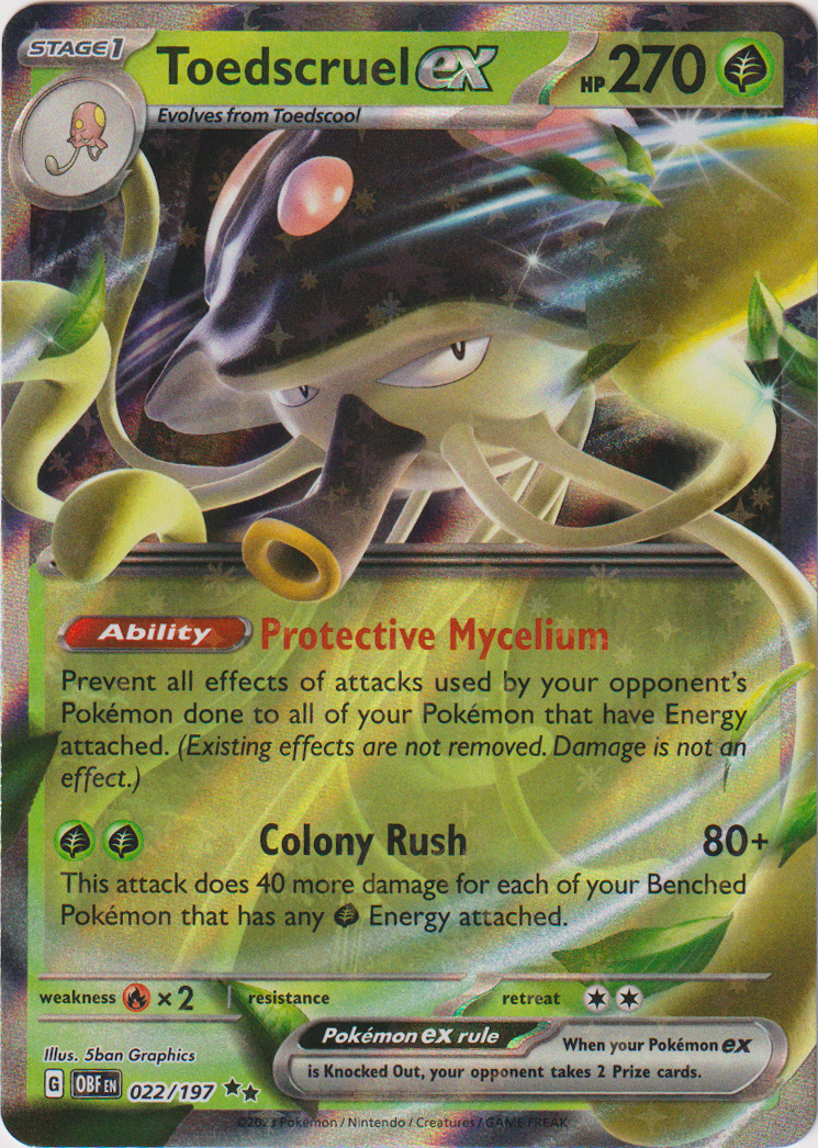 Toedscruel ex - 022/197 - Obsidian Flames - Holo – Card Cavern Trading ...