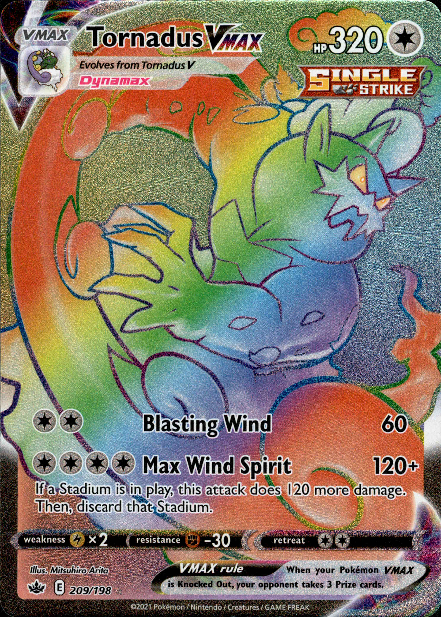 Tornadus VMAX Hyper Rare - 209/198 - Chilling Reign – Card Cavern Trading Cards, LLC