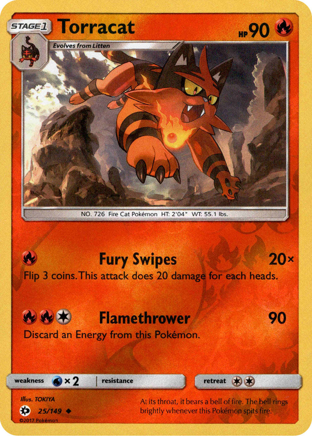 Torracat - 25/149 - Sun and Moon Base - Reverse Holo – Card Cavern ...