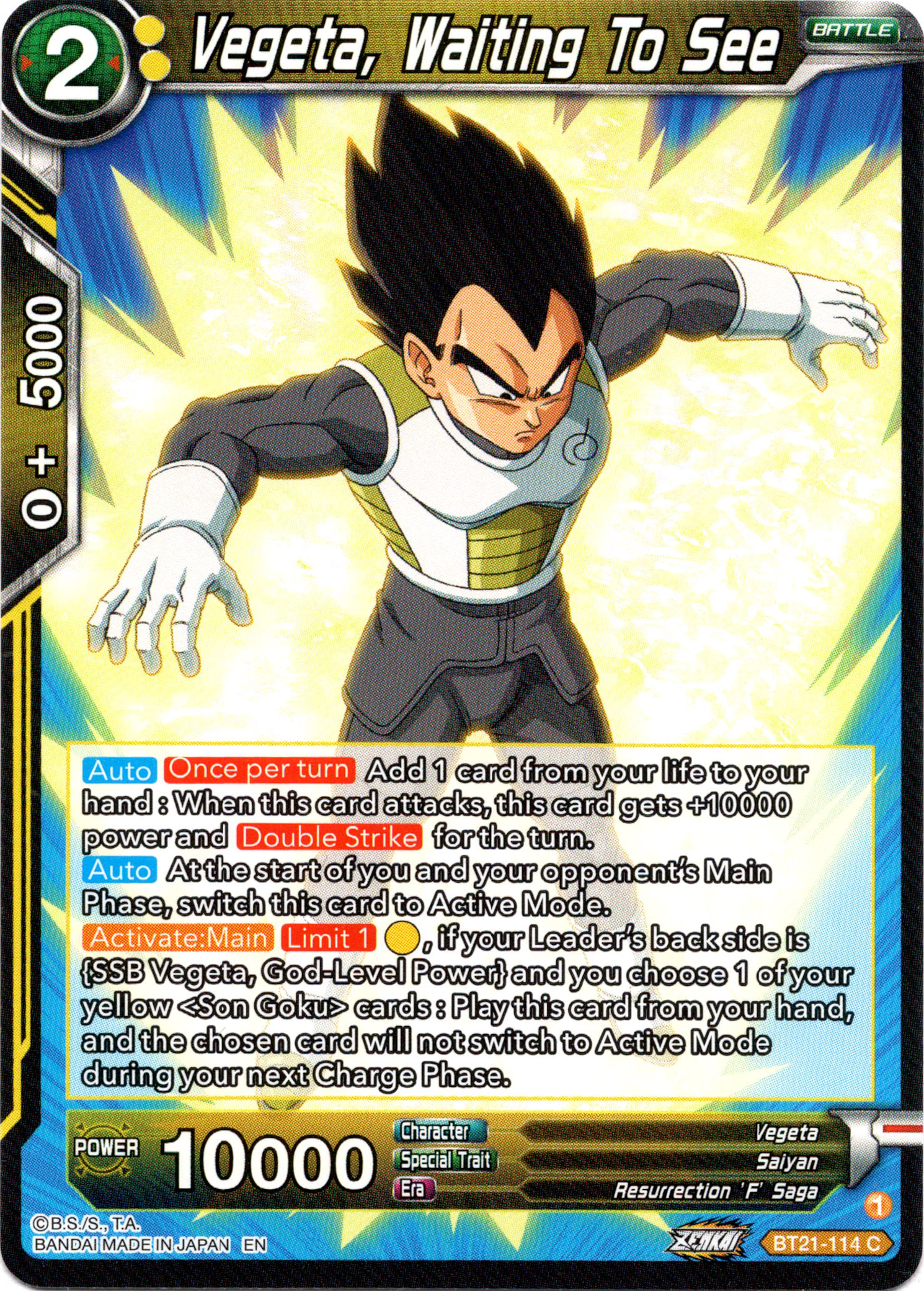 Vegeta, Waiting To See - BT21-114 - Wild Resurgence – Card Cavern ...