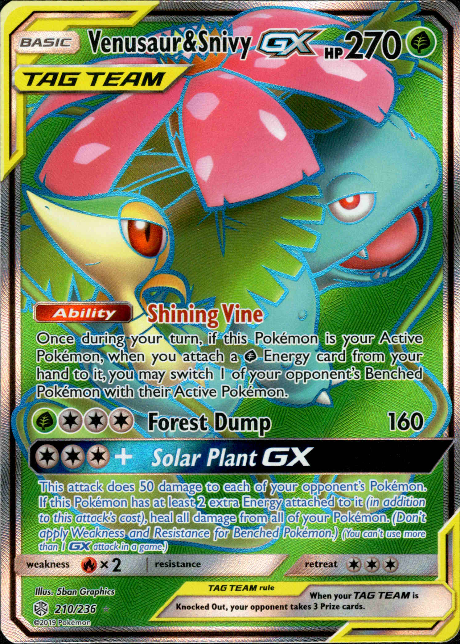 Venusaur & Snivy GX Full Art - 210/236 - Cosmic Eclipse - Holo – Card ...
