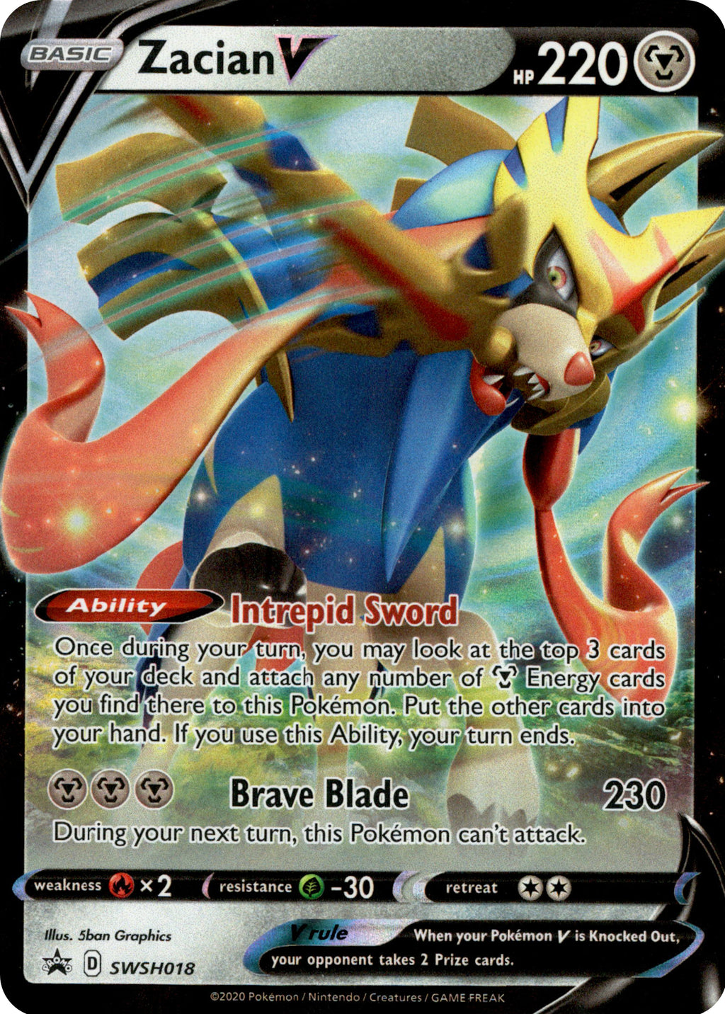 Zacian V - SWSH018 - Sword & Shield Promo – Card Cavern Trading Cards, LLC