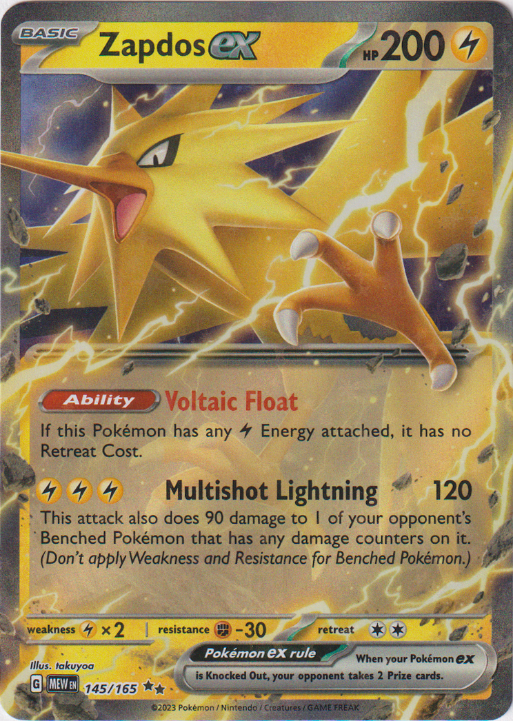 Zapdos ex - 145/165 - Scarlet & Violet 151 – Card Cavern Trading Cards, LLC