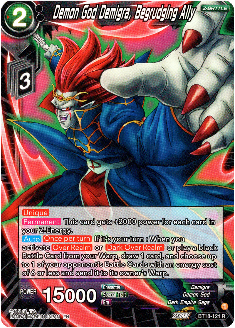 Demon God Demigra, Begrudging Ally - BT18-124 - Dawn of the Z-Legends ...