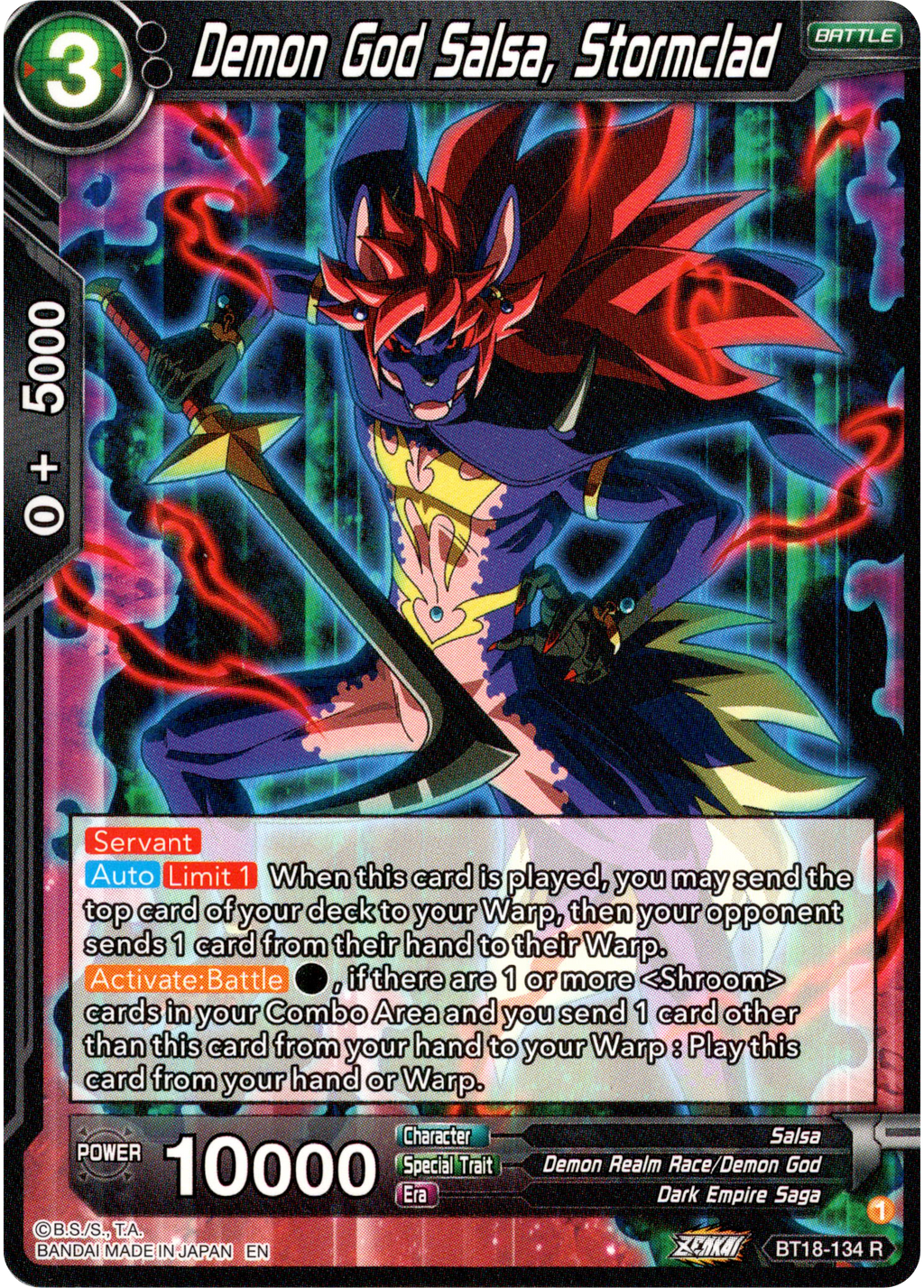 Demon God Salsa, Stormclad - BT18-134 - Dawn of the Z-Legends – Card ...