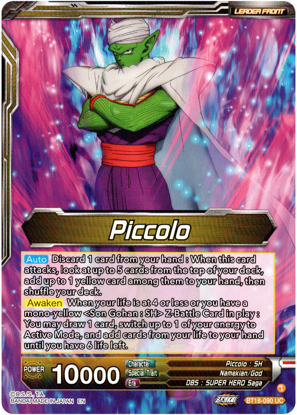 Piccolo // Piccolo, Facing New Foes - BT18-090 - Dawn of the Z-Legends ...