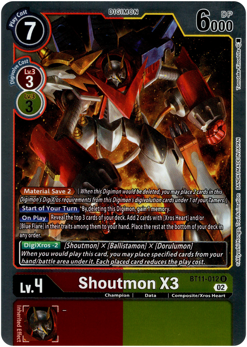 Shoutmon X3 - BT11-012 U - Dimensional Phase - Foil – Card Cavern Trading Cards, LLC