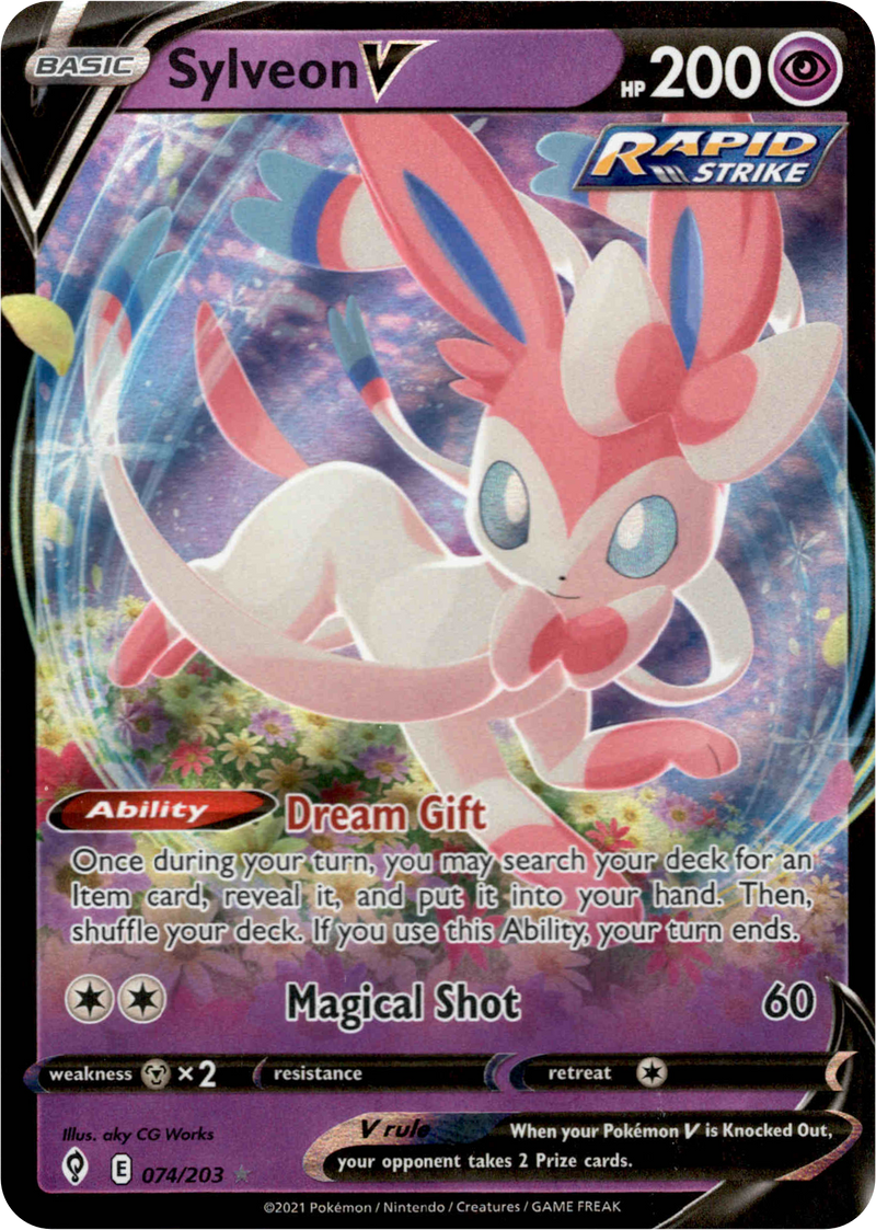 Sylveon V - 074/203 - Evolving Skies - Holo – Card Cavern Trading Cards, LLC
